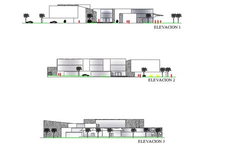 Elevation Of Commerce Office Building Detail 2d View Cad Unit Autocad File