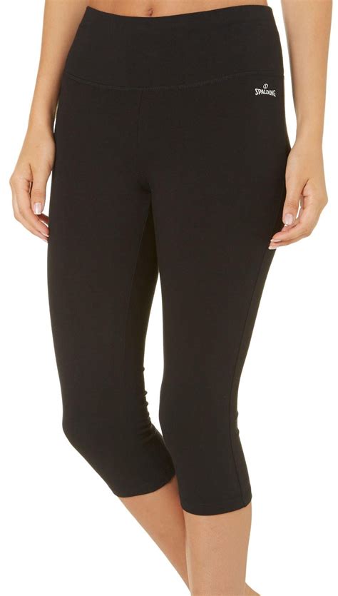 Spalding Womens High Waist Capri Leggings Large Black