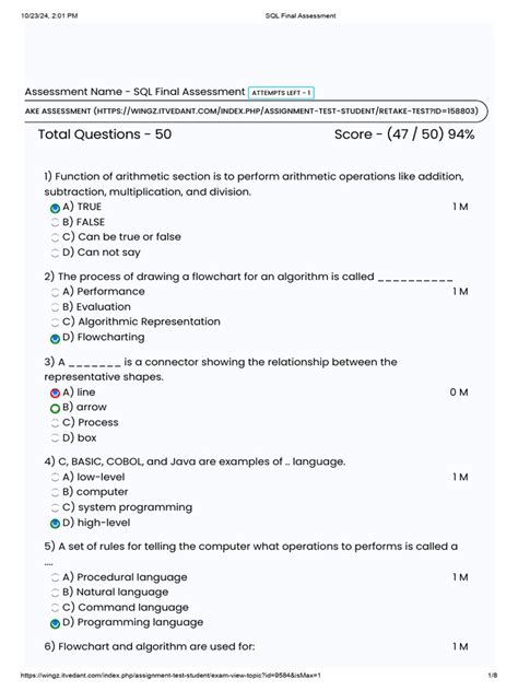 Sql Final Assessment Pdf Sql Data Management Software