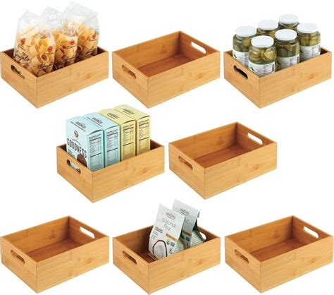 Mdesign Bamboo Wood Organizer Storage Bin Open Top Box