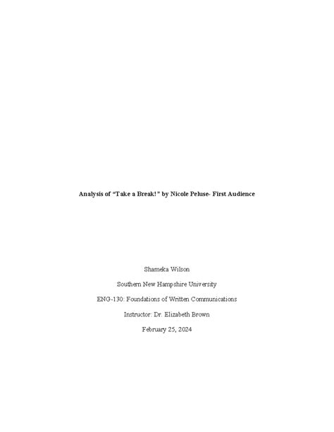 ENG 130 Mod1 Reading Response Template ENG 130 Module One Reading