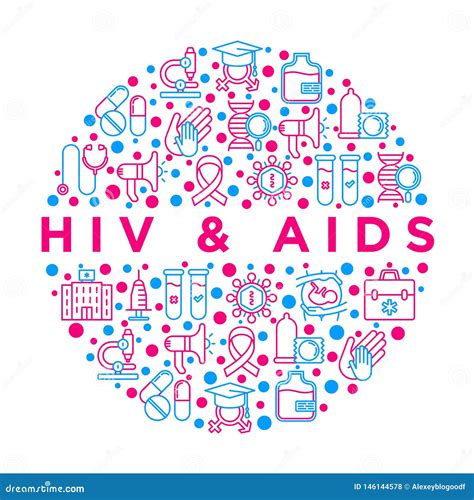 Hiv And Aids Concept In Circle Stock Vector Illustration Of Concept