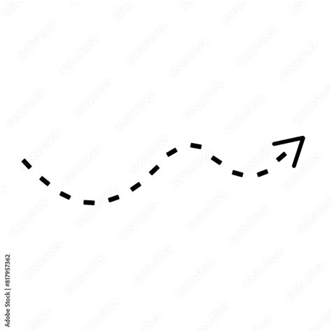 Arrow With Dashed Line Isolated On White And Transparent Background Black Wavy Arrow Icon Flat