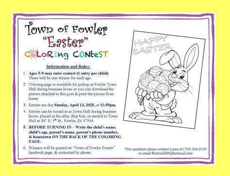 Town Of Fowler Events Easter Coloring Contest Printable Version Is