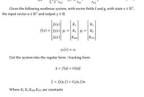 Getting Nonlinear System Into Regular Form Rcontroltheory
