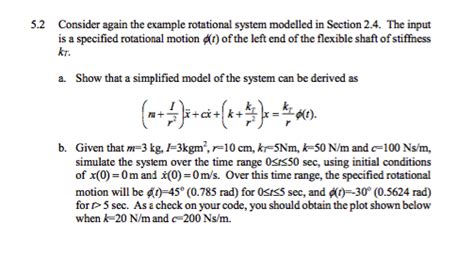 Solved Consider Again The Example Rotational System Chegg