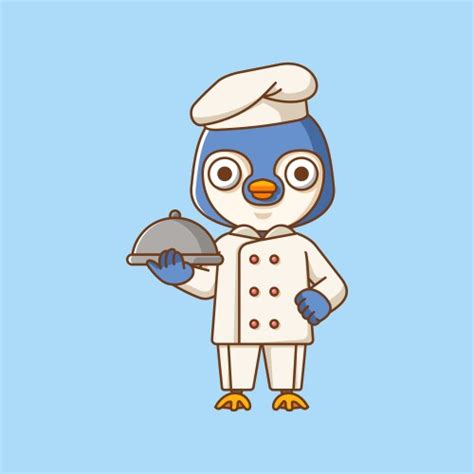 Cute Panda Chef Cook Serve Food Animal Chibi Vector Image