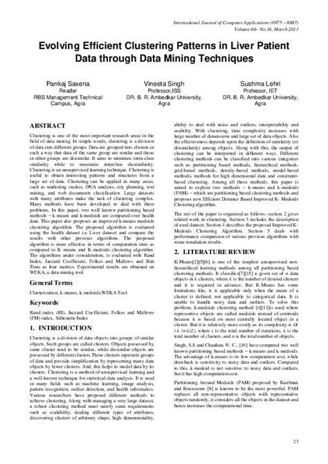 Pdf Evolving Efficient Clustering Patterns In Liver Patient Data