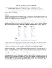 CMPSCI 187 Fall 2018 Last Lab Hashing Pdf CMPSCI 187 Fall 2018 Lab 13