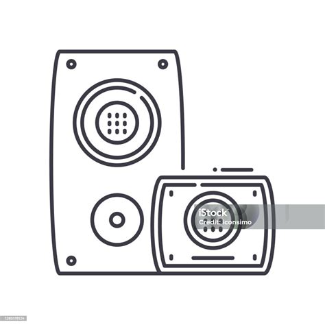 오디오 스피커 아이콘 선형 격리 된 그림 얇은 선 벡터 웹 디자인 기호 흰색 배경에 편집 가능한 스트로크와 개요 개념 기호 개념에 대한 스톡 벡터 아트 및 기타 이미지