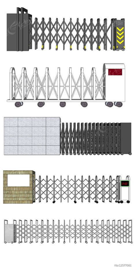 现代电动伸缩门su模型图片下载 红动中国