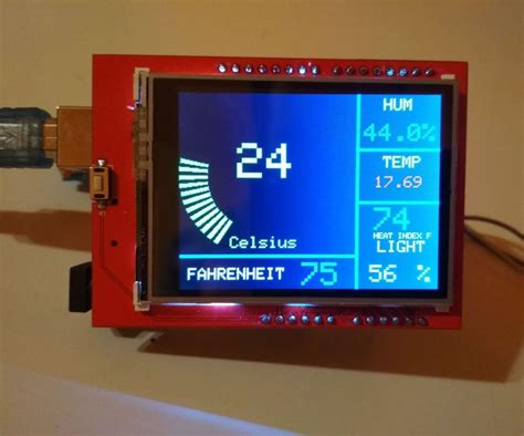 Weather Station Dht11 Temperature And Humidity Sensor Arduino 24″ Tft Lcd Touch Shield
