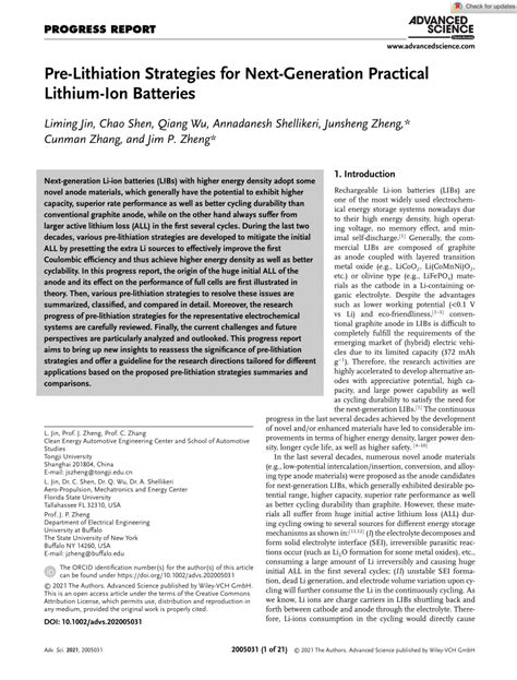 Pdf Pre Lithiation Strategies For Next Generation Practical Lithium Ion Batteries