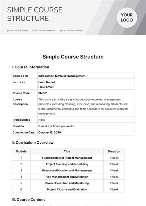 Free Course Templates To Edit Online
