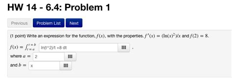 Solved Hw 14 64 Problem 1 Previous Problem Listnext 1