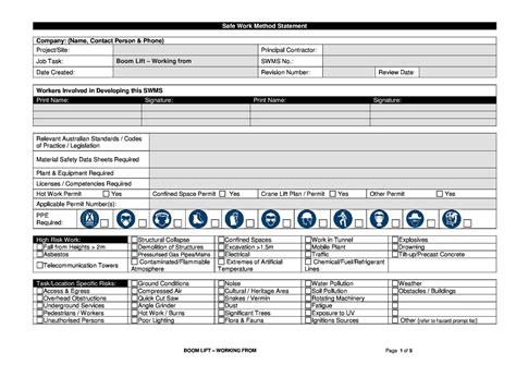 Work Safety Method Statement Templates