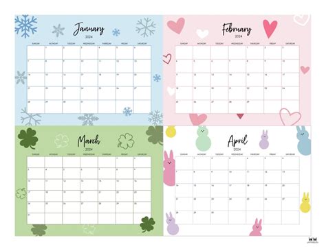 Four Month Calendar Template 2025 Lily Yara