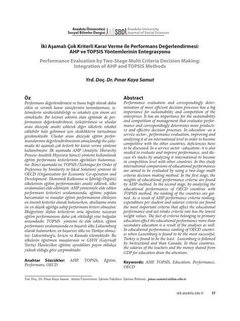 Ahp Ve Topsis Yöntemlerinin Entegrasyonu Pdf