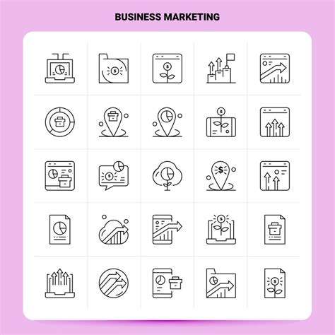Outline 25 Business Marketing Icon Set Vector Line Style Design Black Icons Set Linear Pictogram