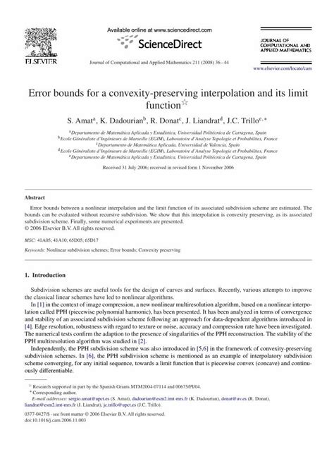 Pdf Error Bounds For A Convexity Preserving Interpolation And Its