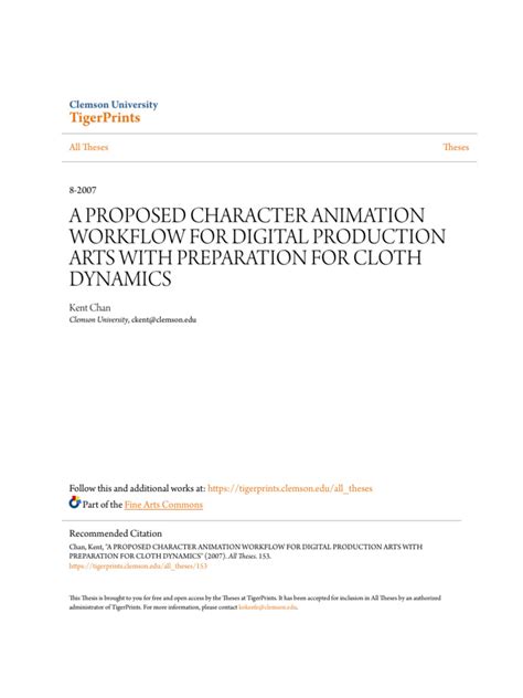 A Proposed Character Animation Workflow For Digital Production Ar Pdf