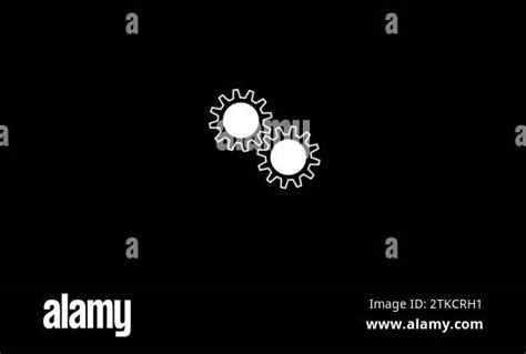 Two White Gears Rotating On Black Background 4K Resolution Animation