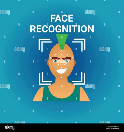 Biometrics Scanning Face Recognition Of Male Icon Modern Identification Technology Stock Vector