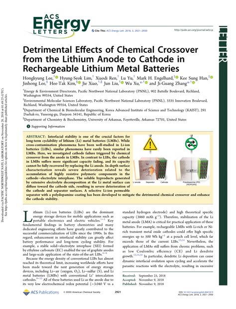 Pdf Detrimental Effects Of Chemical Crossover From The Lithium Anode