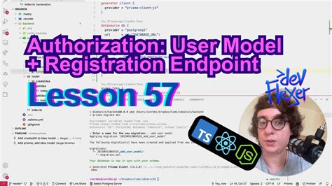 lesson 57 authorization user model registration endpoint typescript node js react youtube