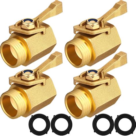 Therwen 4 Pack Heavy Duty Brass Garden Hose Shut Off Valve 34 Inch