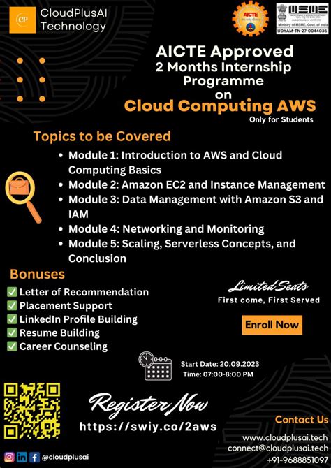 Cloudcomputing Aws Internship Aicteapproved Careerdevelopment Cloudplusai Technology