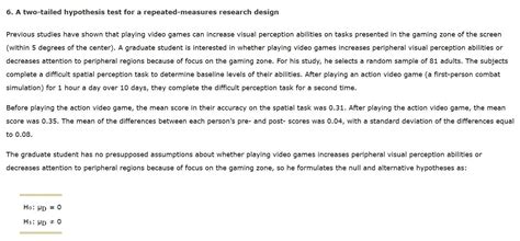 Solved 6 A Two Tailed Hypothesis Test For A