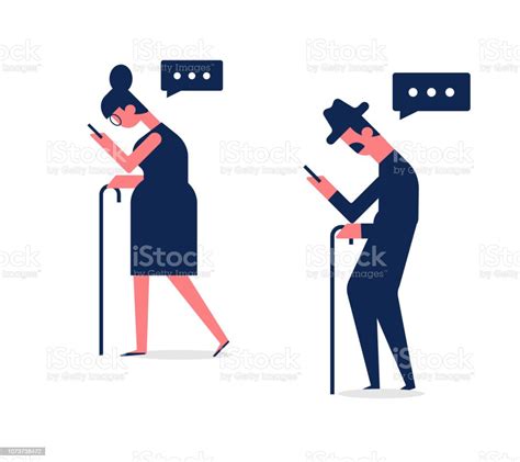 남자 고 여자 가제트와 함께 걷고입니다 사이드 뷰입니다 평면 벡터를 네트워크 및 인터넷에서 시간을 보내는 다른 사람들이 중독의 설정 개에 대한 스톡 벡터 아트 및 기타