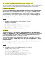 Types Of Questions On The AP Literature And Composition Exam Pdf The 8 Multiple Choice