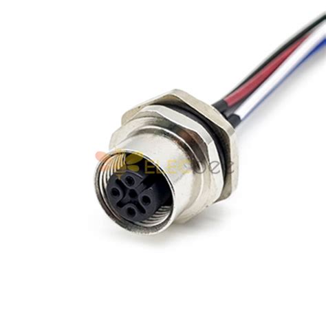 10 Pcs M12 Panel Receptacles A Code Straight 5 Pin Female Non Shield