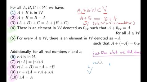 Linear Algebra Part 3 Subspace Youtube