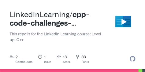 GitHub LinkedInLearning Cpp Code Challenges 3096958 This Repo Is For