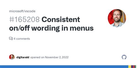 consistent on off wording in menus · issue 165208 · microsoft vscode