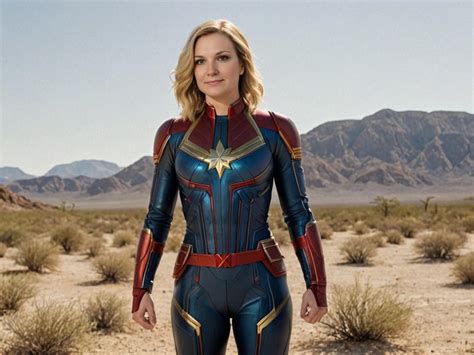 Woman In Captain Marvel Costume In Desert