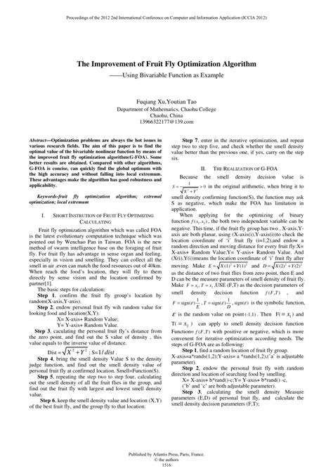 Pdf The Improvement Of Fruit Fly Optimization Algorithm