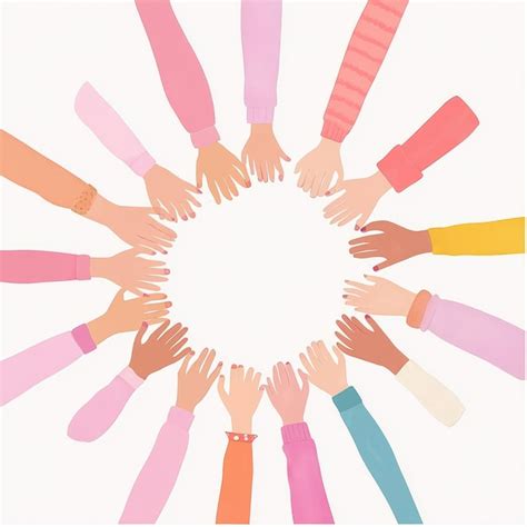 Diverse Hands Reaching Up Forming A Circle Symbolizing Unity And Togetherness Premium Ai
