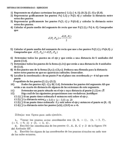 Sistemas De Coordenadas Ejercicios Pdf