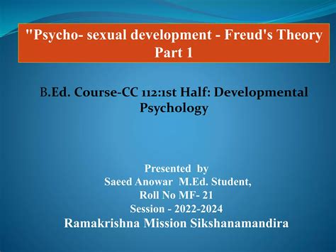 Psycho Sexual Development Part 1 Ppt