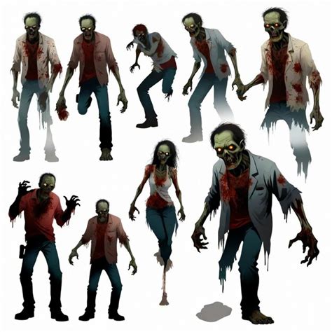 Zombie Vector Set White Background Isolated Premium Ai Generated Vector