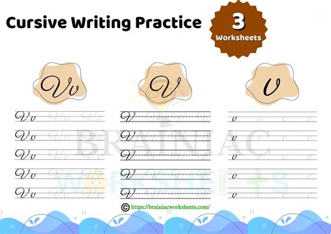 Cursive Writing Practice Capital And Small Letter V Ukg English Worksheet Brainiac Worksheets