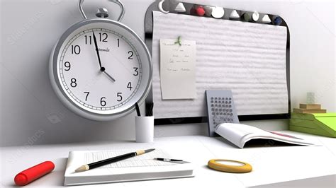 3d Animation Office Desk With A Monitor Clock Powerpoint Background For Free Download Slidesdocs