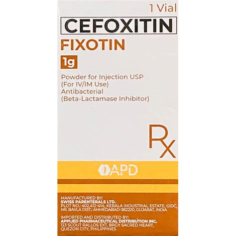 Fixotin Cefoxitin 1g Powder For Injection For I V I M Use 1 Vial