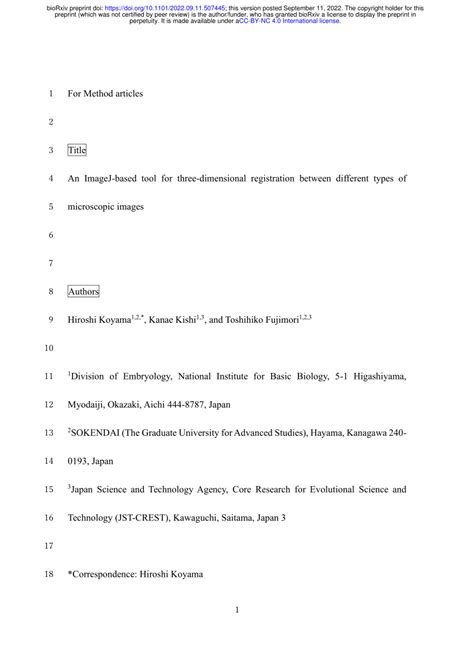 Pdf An Imagej Based Tool For Three Dimensional Registration Between Different Types Of