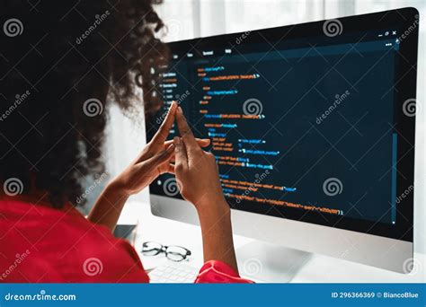 African Americanand X27 S Developer Coding Software Project On Screen Tastemaker Stock Image