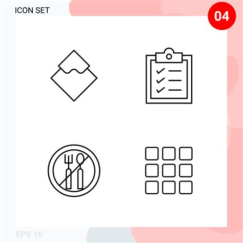 Vector Pack Of 4 Icons In Line Style Creative Outline Pack Isolated On White Background For Web